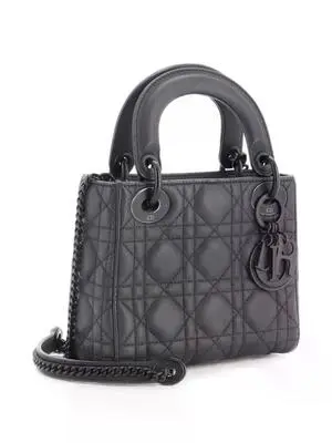 Dior Ultra Matte Lady Chain Bag Cannage Quilt Calfskin Mini Shoulder Bag - Black