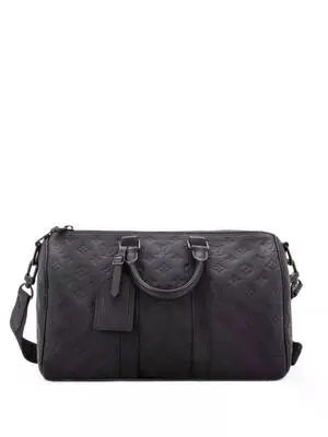 LOUIS VUITTON Keepall Bandouliere Bag Monogram Taurillon Leather 35 Travel Bag - Black