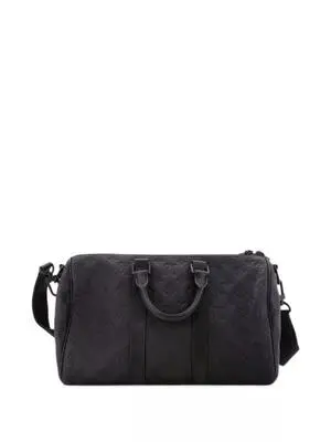 LOUIS VUITTON Keepall Bandouliere Bag Monogram Taurillon Leather 35 Travel Bag - Black