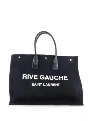 Saint Laurent Rive Gauche Shopper Canvas Large Tote Bag - Black