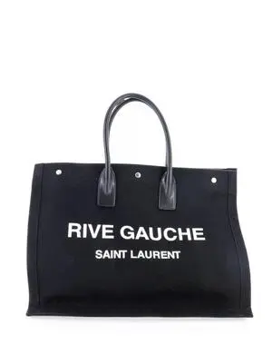 Saint Laurent Rive Gauche Shopper Canvas Large Tote Bag - Black