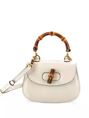 Gucci Bamboo 1947 Top Handle Bag Leather Mini Shoulder Bag - Neutrals