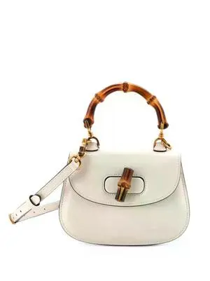 Gucci Bamboo 1947 Top Handle Bag Leather Mini Shoulder Bag - Neutrals