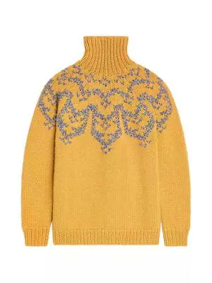 Dries Van Noten Intarsia Wool Sweater - Yellow