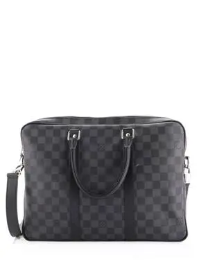 LOUIS VUITTON Porte-documents Voyage Briefcase Damier Graphite Pm Business Bag - Black