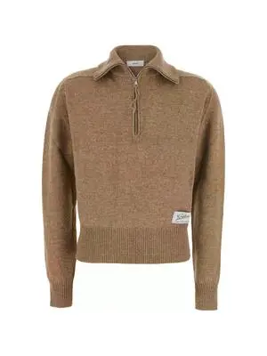 GRIFONI Half-zip Knitted Sweater - Brown