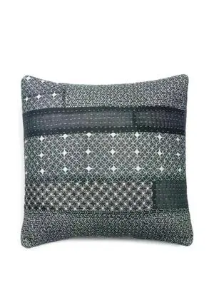 MAHARISHI Sashiko-stitch Patchwork Cushion - Blue