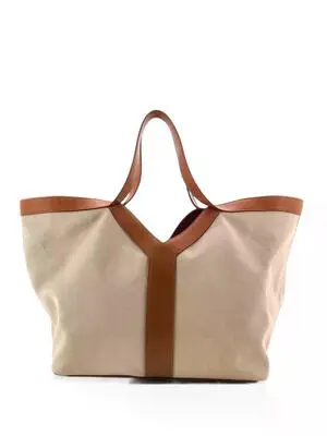 Saint Laurent Y Canvas With Leather Medium Tote Bag - Brown