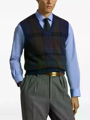 Polo Ralph Lauren Plaid Wool-cotton Sleeveless Jumper