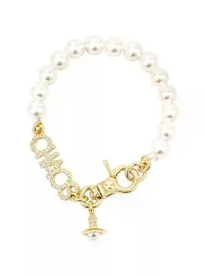 VIVIENNE WESTWOOD Chaos Crystal-embellished Pearl Bracelet - Gold
