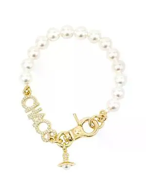 VIVIENNE WESTWOOD Chaos Crystal-embellished Pearl Bracelet - Gold
