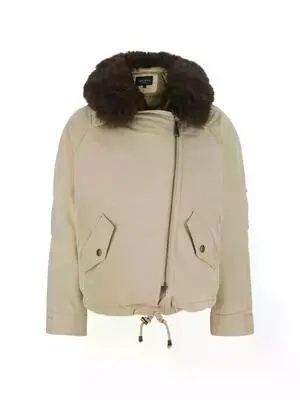 GIOVANNI PARIS Erin Faux-fur Trim Drawstring Jacket - Neutrals
