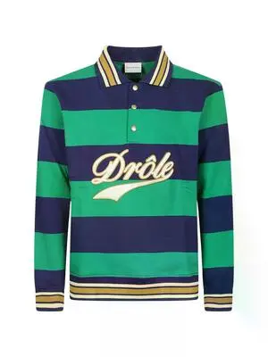 Drole De Monsieur Logo-embroidered Striped Polo Shirt - Green