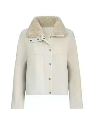 Brunello Cucinelli Hand-crafted Outerwear Jacket In Virgin Wool And Cashmere Double Cloth With Detachable Shearling Insert - Neutrals
