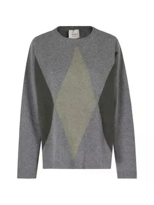 ALYSI Argyle-pattern Wool Sweater - Grey