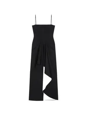 Givenchy Sliced Long Wrapped Dress In Wool And Mohair - Black