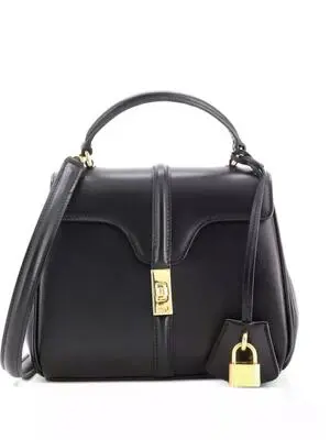 Celine 16 Top Handle Bag Smooth Calfskin Mini Satchel - Black