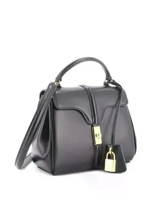 Celine 16 Top Handle Bag Smooth Calfskin Mini Satchel - Black