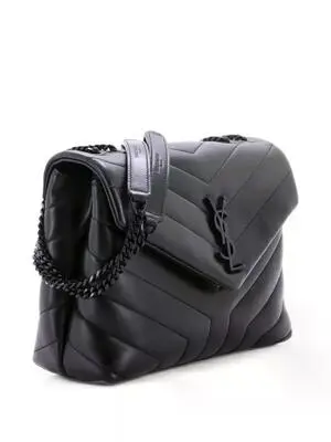 Saint Laurent Loulou Matelasse Chevron Leather Small Shoulder Bag - Black