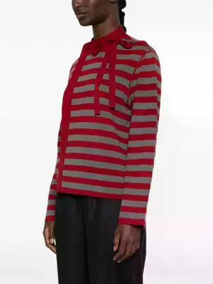 Emporio Armani Striped Pussy-bow Cardigan - Red