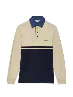 JW Anderson Denim-collar Colour-block Polo Shirt - White
