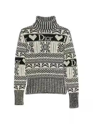 Dior 2010s Fair Isle Roll-neck Sweater - White