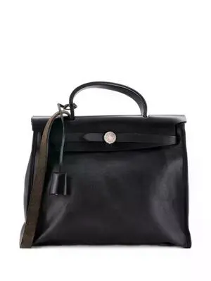 Hermès Herbag Zip Berline Vache Canvas And Leather 31 Shoulder Bag - Black