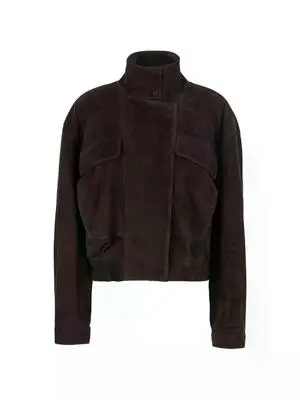 Nour Hammour Quincy High-neck Suede Jacket - Brown