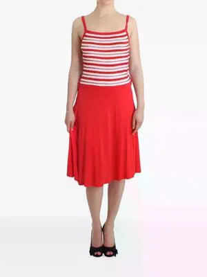Rocco Barocco Striped A-line Midi Dress - Red