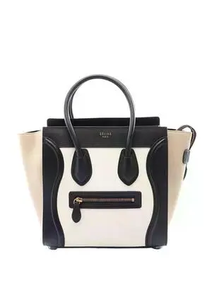 Celine 2010-2026 Micro Tricolor Leather Luggage Tote Handbag - White