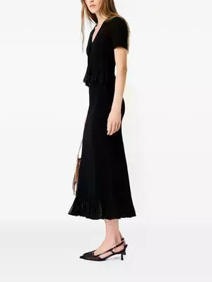 Maje Ruffled Ribbed-knit Cardigan
