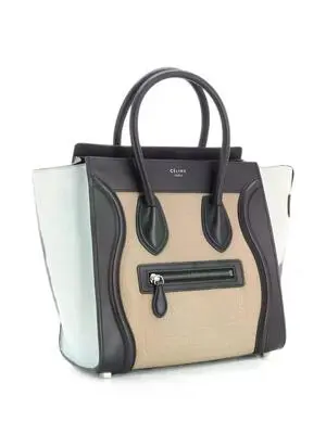 Celine Tricolor Luggage Bag Leather Micro Tote Bag - Black