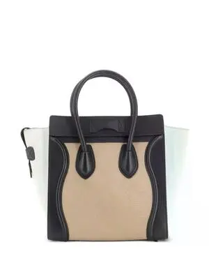 Celine Tricolor Luggage Bag Leather Micro Tote Bag - Black
