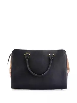 Burberry Banwell Leather And House Check Canvas Small Tote Bag - Black