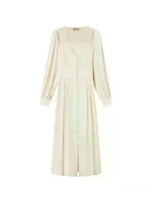 TWINSET Long Jacquard Dress With Lace - Neutrals