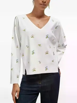 BLUGIRL Floral-embroidered V-neck Sweater