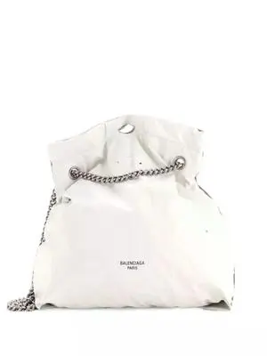 Balenciaga Crush Chain Leather Medium Tote Bag - White