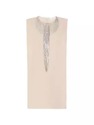 Sportmax Festoso Rhinestone-fringe Mini Dress - Neutrals