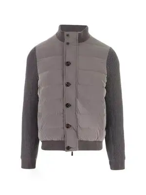 MOORER Quilted-knit Hybrid Jacket - Grey