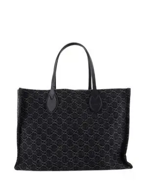 Gucci Ophidia Shopper Gg Denim Large Tote Bag - Black