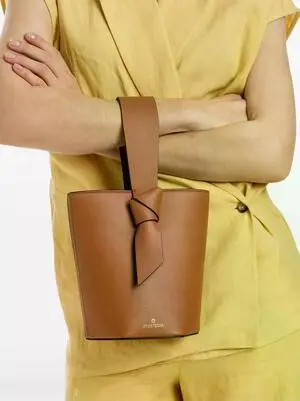 LA PORTEGNA Julieta Knotted Leather Bucket Bag