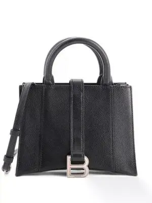 Balenciaga Hourglass East West Tote Leather Xs Satchel - Black