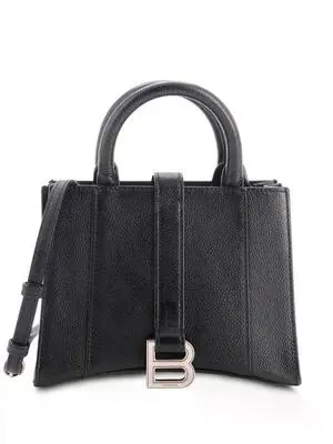 Balenciaga Hourglass East West Tote Leather Xs Satchel - Black