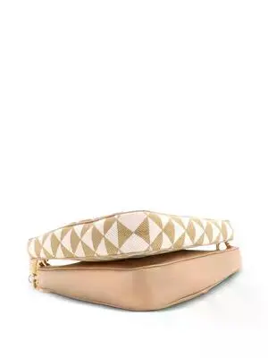 Prada Double Symbole Triangle Bag Leather And Jacquard Mini Shoulder Bag - Neutrals