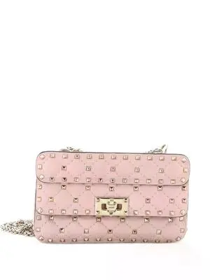 Valentino Garavani Rockstud Spike Flap Bag Quilted Leather Small Crossbody Bag - Pink