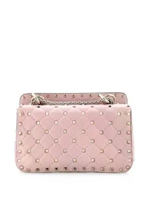 Valentino Garavani Rockstud Spike Flap Bag Quilted Leather Small Crossbody Bag - Pink