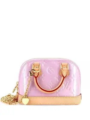 LOUIS VUITTON Alma Charm Chain Handbag Monogram Vernis Nano Crossbody Bag - Purple