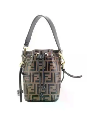 Fendi Mon Tresor Zucca Embossed Leather Mini Bucket Bag - Brown