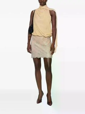 Valentino Garavani Lace-overlay Scalloped-edge Mini Skirt
