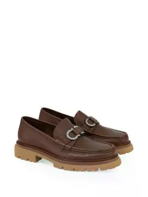 FERRAGAMO Gancini Ornament Loafers - Brown